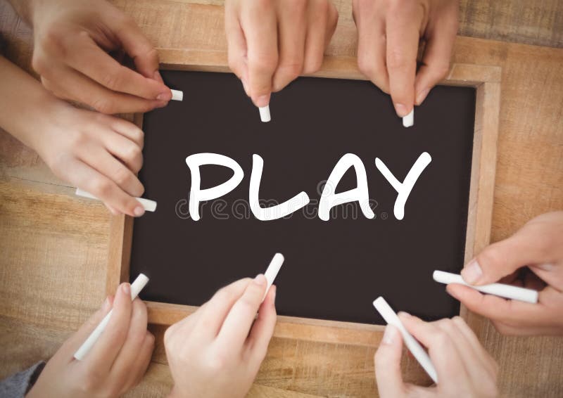 Many Hands Writing Play on Blackboard Stock Illustration - Illustration ...