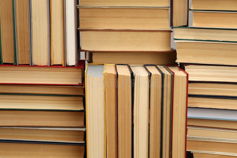 Many Hardcover Books As Background. Library Material Stock Photo ...