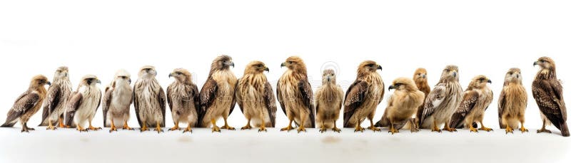 Many Hawks Sitting a Whitte Banner Background. Generative AI Stock ...