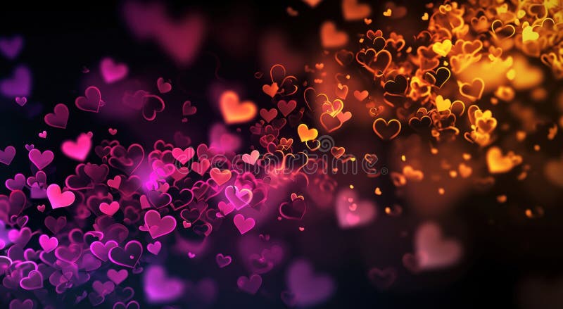 Many Hearts Flowing Over Black Background Stock Illustration ...