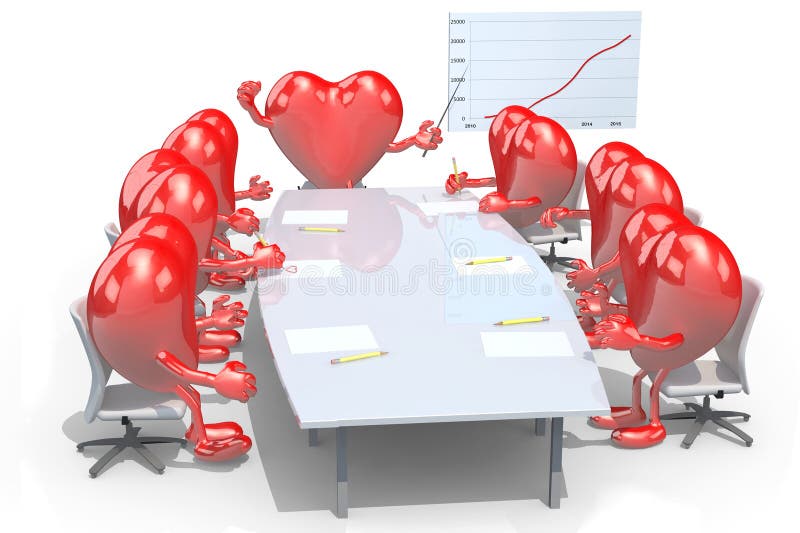 Many Hearts Meeting Around the Table Stock Illustration - Illustration ...