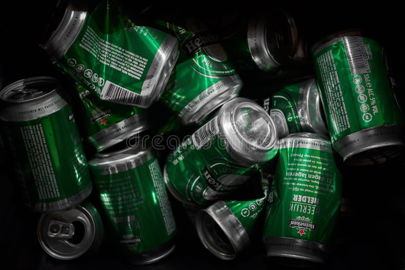 Heineken Beer Cans Crumbled Up in a Trash Can Editorial Stock Photo ...