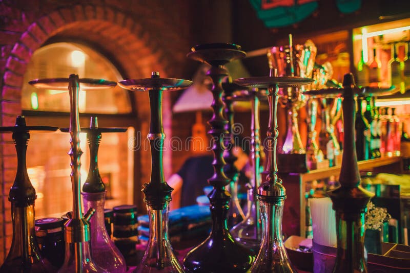 Many Hookah Caps in a Hookah Cafe. Stock Photo - Image of closeup ...