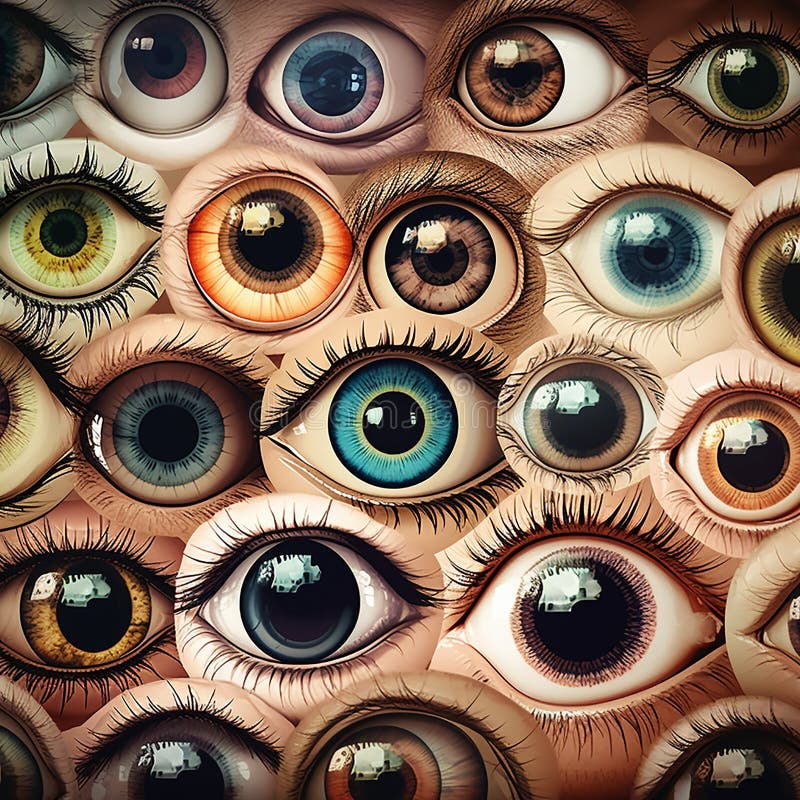 Many Human Eyes Background, Different Shapes and Colors of Eyes, Stock ...