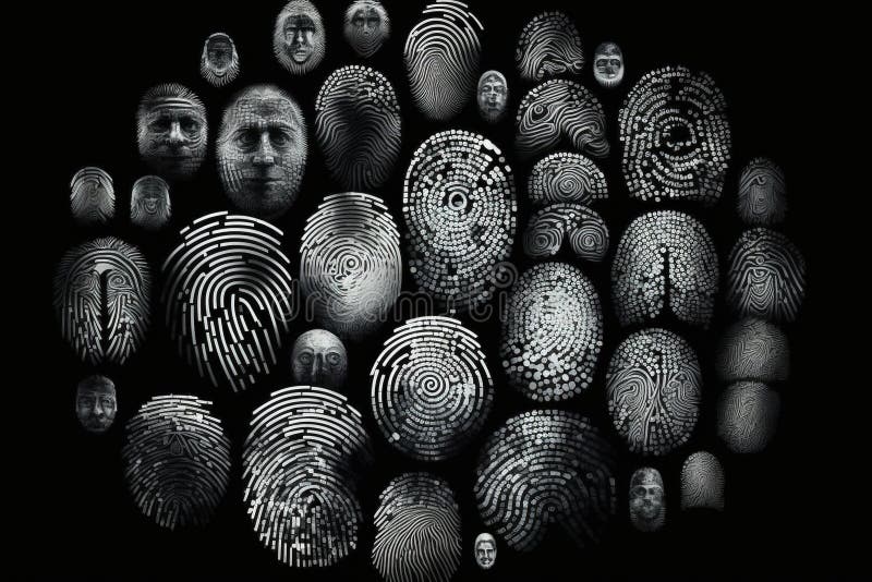 Many Human Faces in the Shape of a Fingerprints, Created with ...