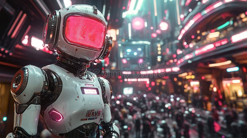 Many Identical AI Robots Sitting at Desk in the Office and Working with ...