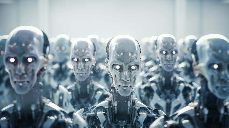 Many identical robots stock illustration. Illustration of business ...