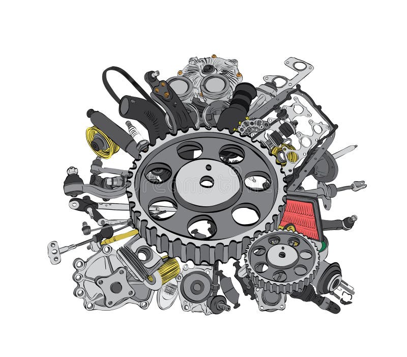 Many images of spare parts stock vector. Illustration of machinery ...