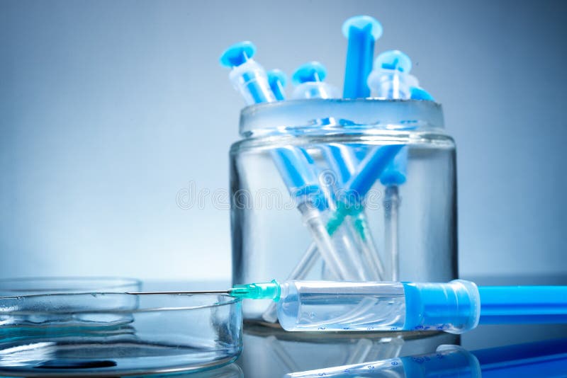 Many Injection Needle on the Table Stock Photo - Image of needle ...