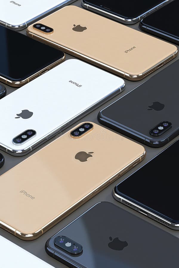 Many IPhone Xs Gold, Silver and Space Grey Mosaic, Vertical Editorial ...