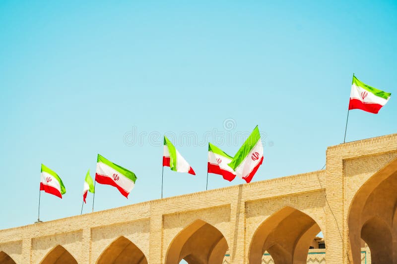 Many Iranian Flags Wave in Wind on Rooftop of Building Stock Image ...
