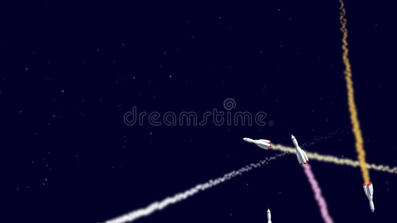 Many Jet Space Ship Rockets Flying Over Space Background 3D-rendering ...