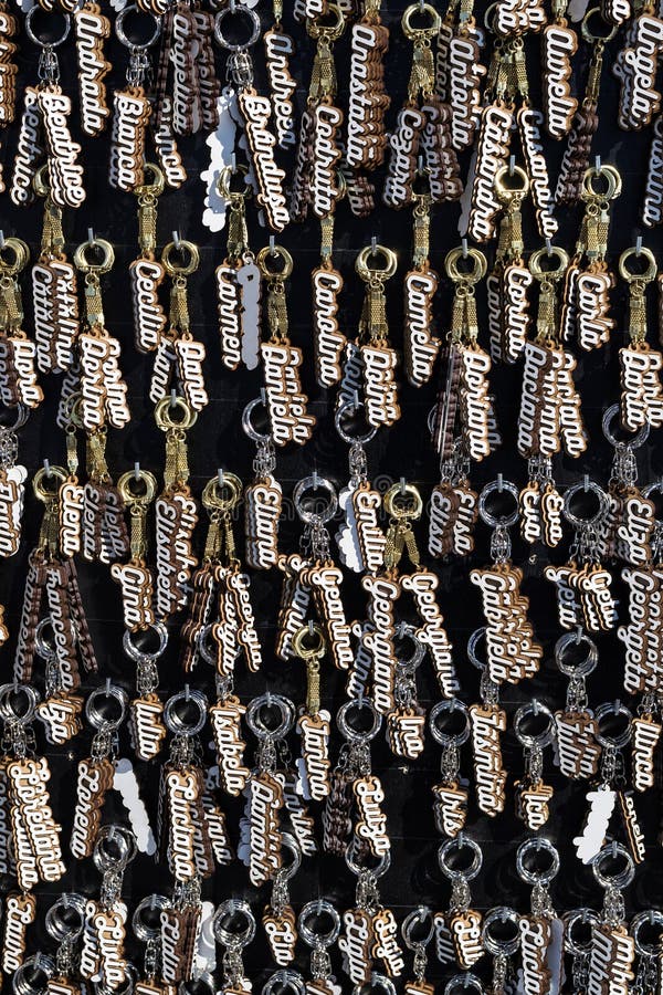 Key rings hanging on sale stock photo. Image of keychains - 218455452