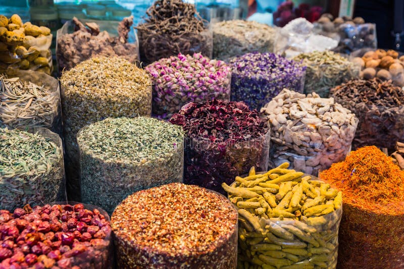Many Kind of Spices in Spice Market at Souk, Dubai Stock Image - Image ...