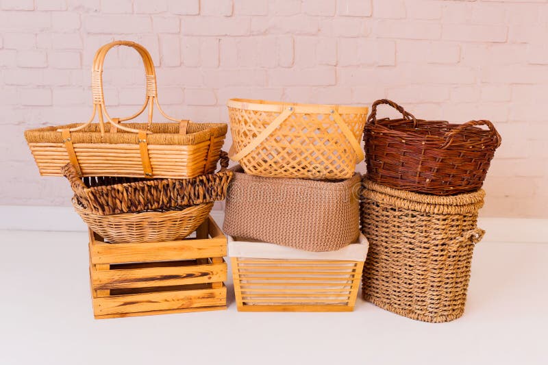 Many kinds of baskets stock image. Image of straw, objects - 342225201