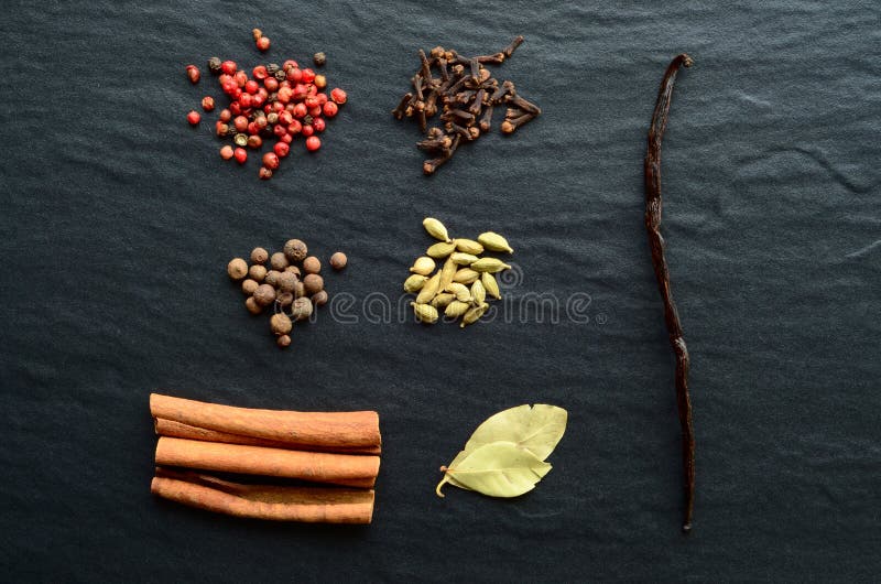 Many Kinds of Spices on a Stone Stock Image - Image of organic ...