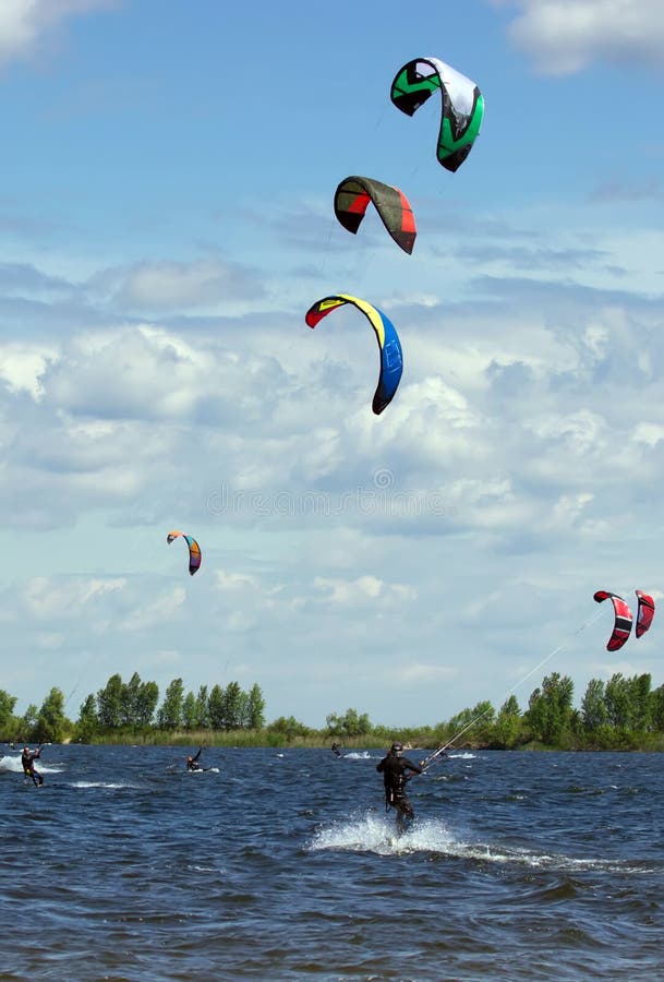 Many kitesurfers editorial image. Image of enjoy, fast - 55741380