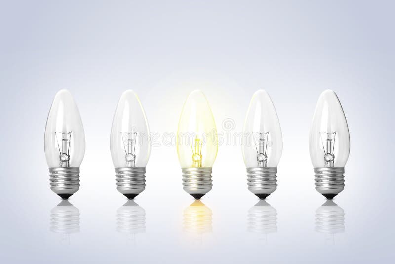 Many Lamp Bulbs on Light Background. Stock Photo - Image of energy ...