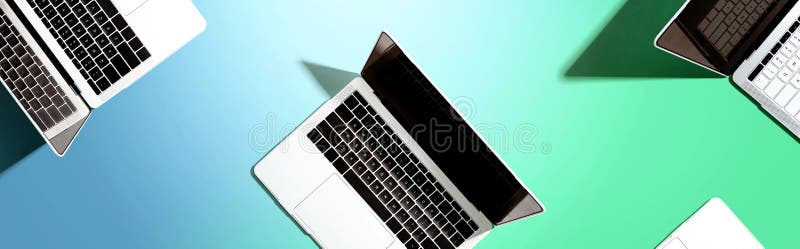 Many Laptop Computers with Blank Black Screens Stock Image - Image of ...
