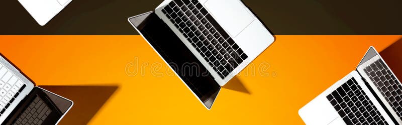 Many Laptop Computers with Blank Black Screens Stock Image - Image of ...