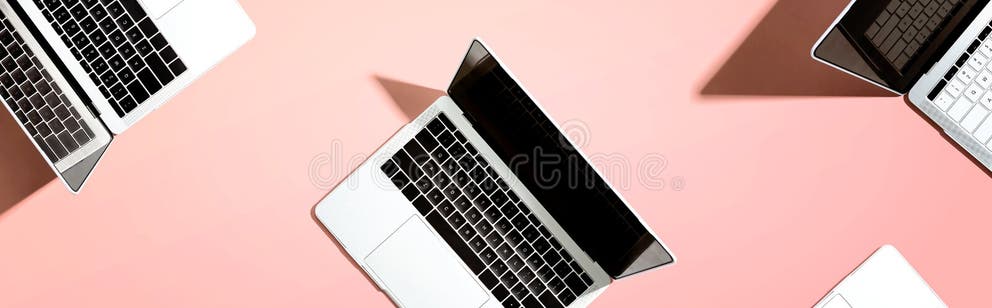 Many Laptop Computers with Shadow Stock Illustration - Illustration of ...