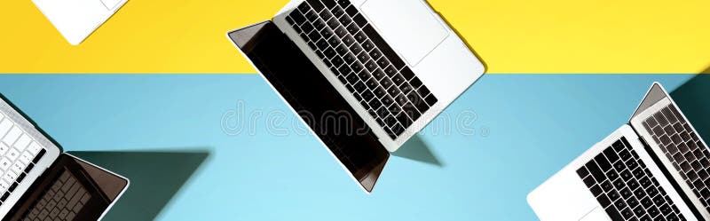 Many Laptop Computers with Shadow Stock Image - Image of computer ...