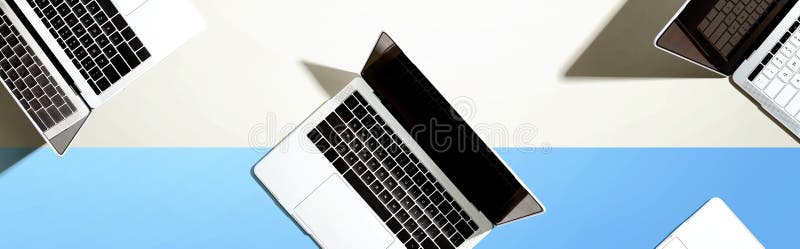 Many Laptop Computers with Shadow Stock Image - Image of meeting ...