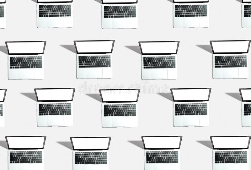 Many Laptop Computers with Shadow Stock Photo - Image of laptop ...