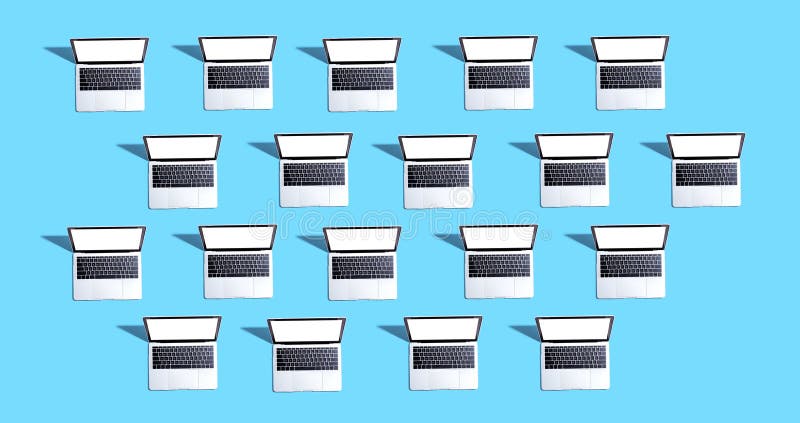 Many Laptop Computers with Shadow Stock Photo - Image of digital ...