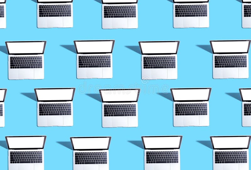 Many Laptop Computers with Shadow Stock Photo - Image of distance ...