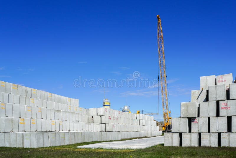 Many Large White Concrete Cube Shaped Blocks in the Factory Yard Stock ...