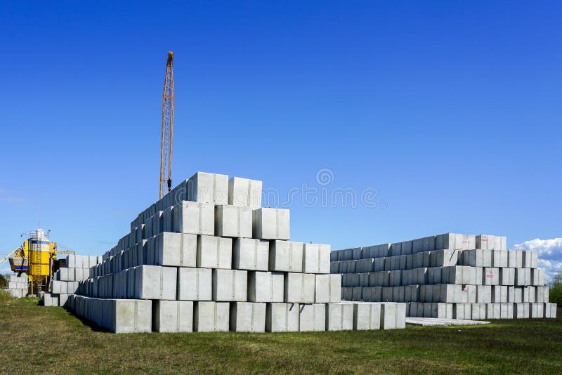 Many Large White Concrete Cube Shaped Blocks in the Factory Yard Stock ...