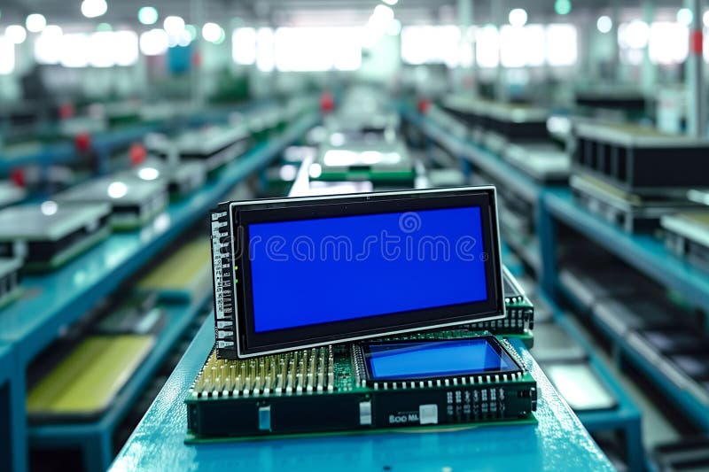 Many LCD Displays on a Table, with Microcircuits and Microchips and ...