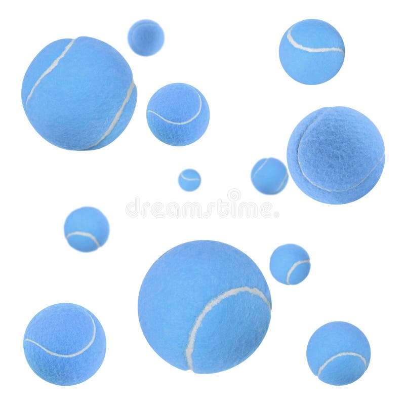 Many Light Blue Tennis Balls Flying on White Background Stock Photo ...