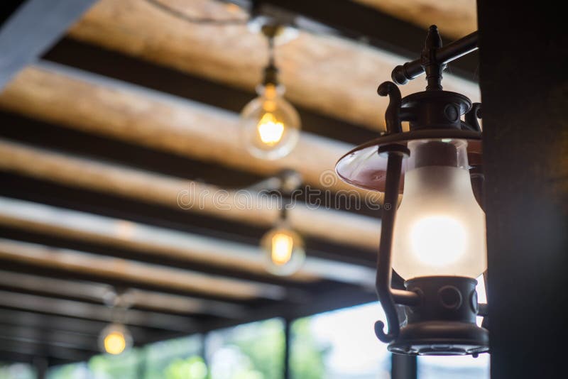 Light bulb in coffee shop stock image. Image of bulbs - 112874691