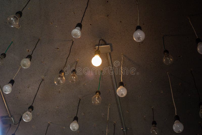 Many Light Bulbs on the Ceiling Stock Image - Image of illuminated ...