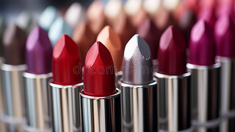 Many Lipsticks in Many Colors Lined Up. AI Generated Stock Illustration ...