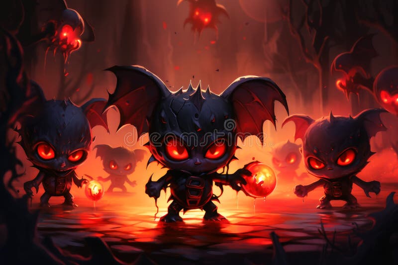 Many Little Imp Demons from Hell Stock Illustration - Illustration of ...