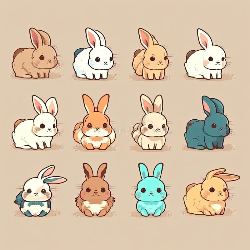 Many Little Rabbits on Color Background. Generative AI Stock ...