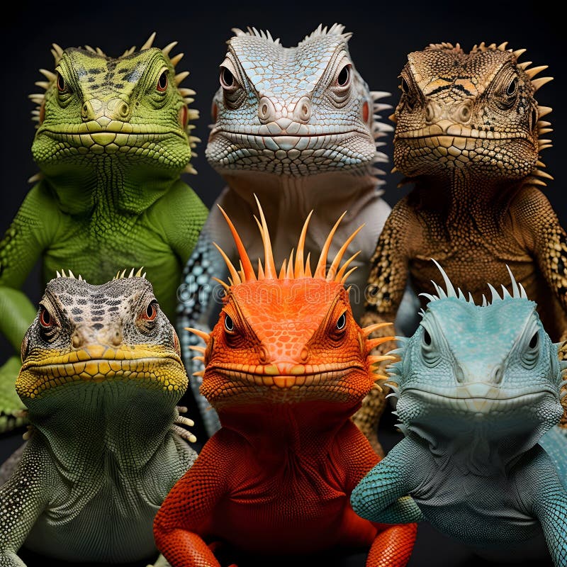 Many lizards ai generated stock illustration. Illustration of green ...