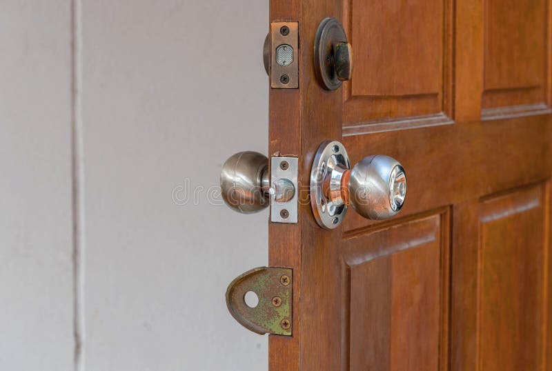 Many lock on wood door stock image. Image of steel, background - 77647023