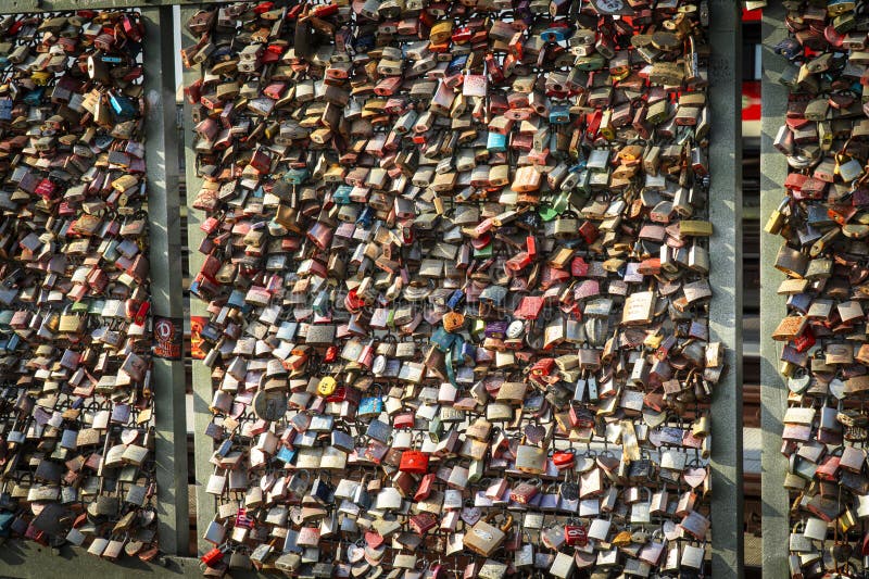 Many Locks Hang on the Hohenzollern Bridge Stock Photo - Image of ...