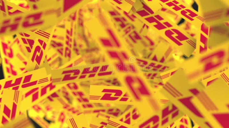 Many Logos of DHL. Editorial 3D Rendering Background Editorial Stock ...