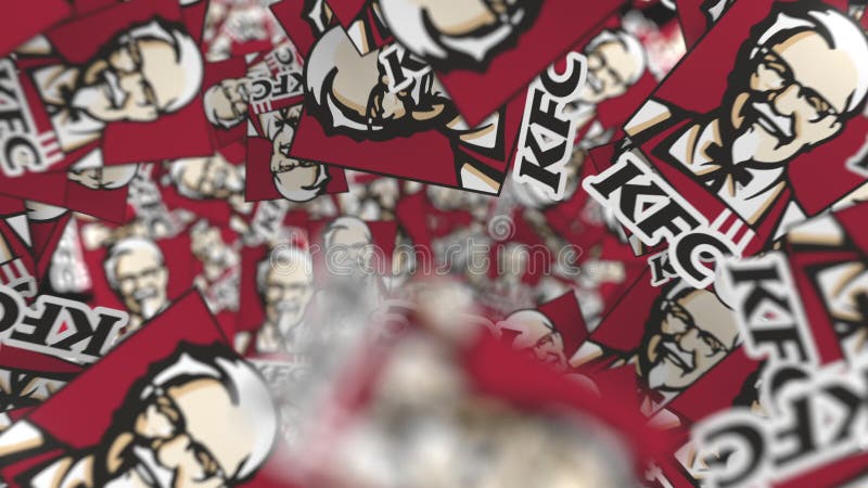 Many Logos of KFC. Editorial 3D Rendering Background Editorial Stock ...