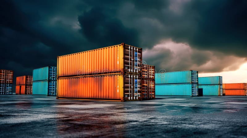 Many Long Cargo Containers are Stacked at the Terminal, in the Port for ...