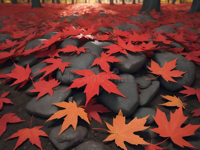 Many Maple Leaves on the Ground in the Forest for a Nature Background ...