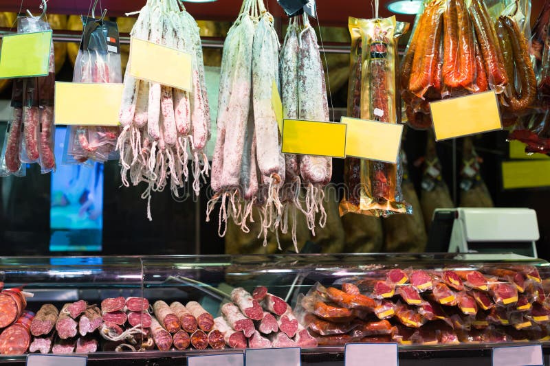 Meat at the European Market Stock Image - Image of prepared, sassage ...