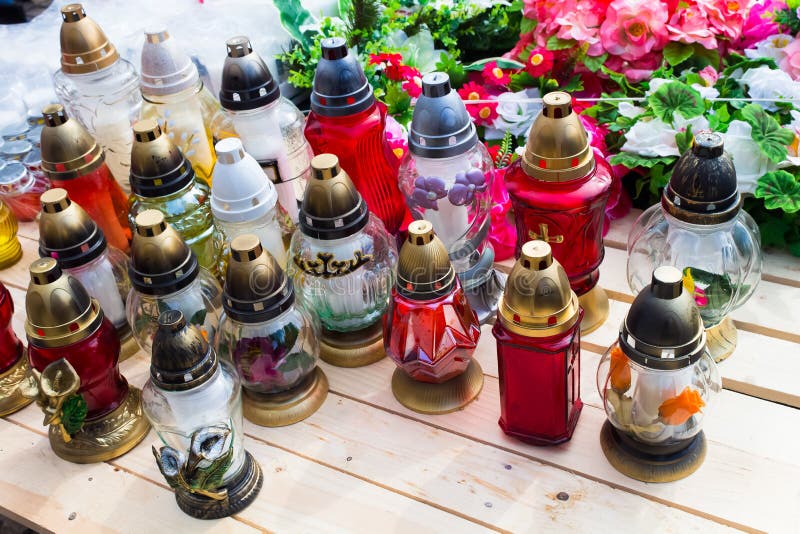 Many memorial candles stock photo. Image of glowing, candlelight - 66416194