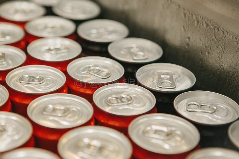 Many Metal Cans with Cool Drinks. a Group of Objects. Beverages Stock ...