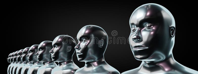 Many metallic head shapes stock illustration. Illustration of ...